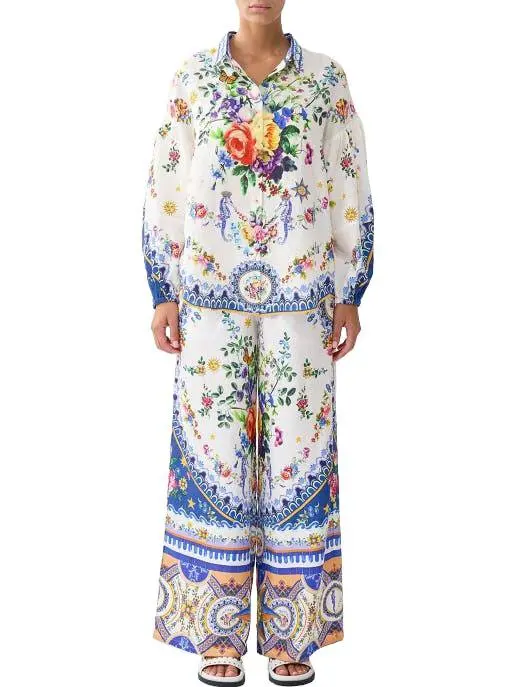 Camilla Balloon Sleeve Blouse With Crystal Embellishment - Tiles Darls