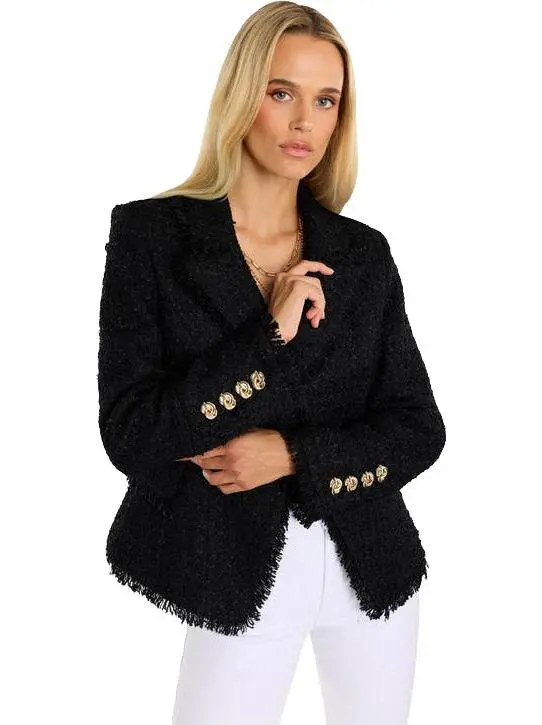 THE NOLI SHOP Giselle Single-breasted Tweed Blazer - Black