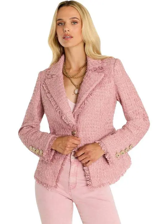 THE NOLI SHOP Giselle Single-breasted Tweed Blazer - Blush