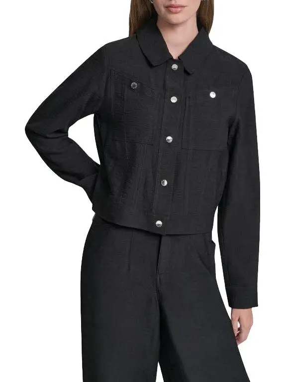 Dkny Twill Trucker Jacket - Black