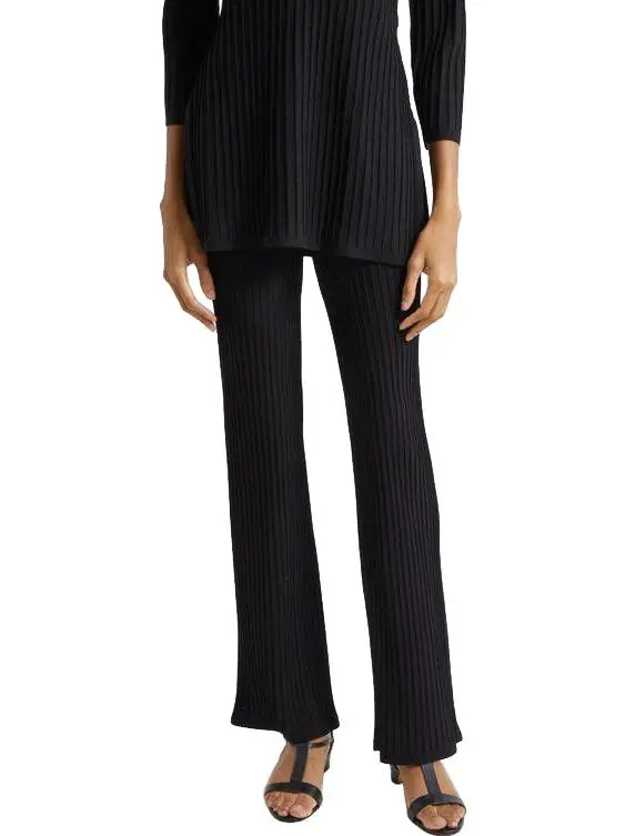 Max Mara Ribbed Knit Kick Flare Pants - Black