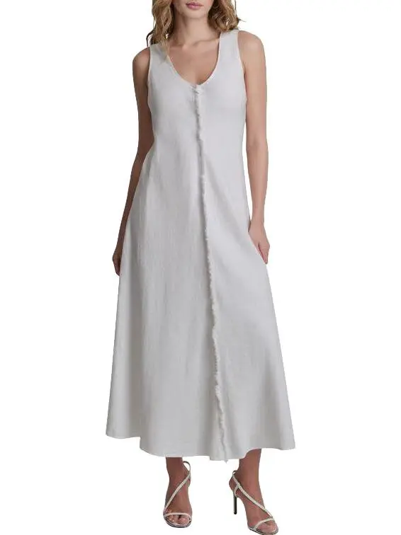 Dkny Fray Linen Dress - White
