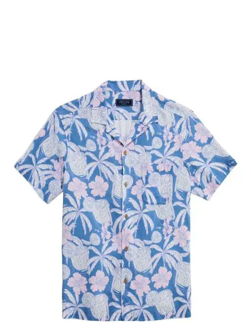 Vineyard Vines Palm-arita Linen Blend Camp Shirt - Coastline