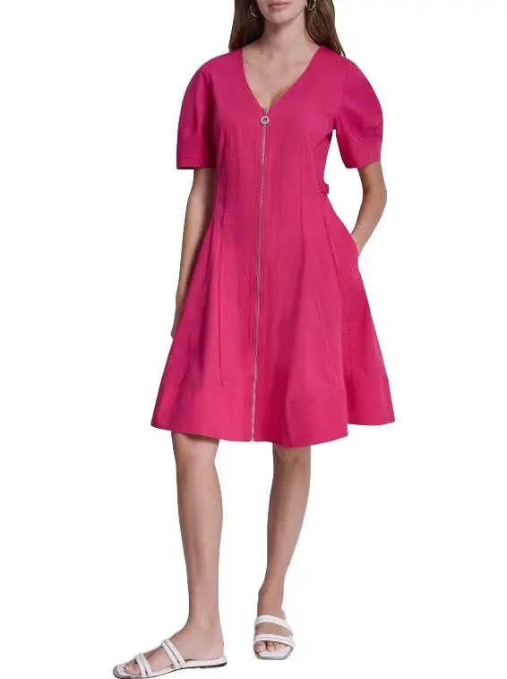Dkny Poplin Fit & Flare Dress - Hot Pink