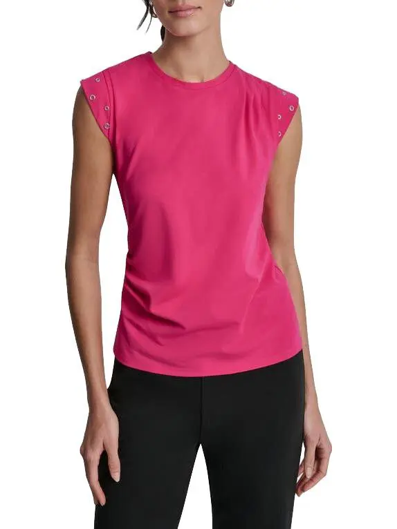 Dkny Grommet Trim Ponte Knit Top - Hot Pink