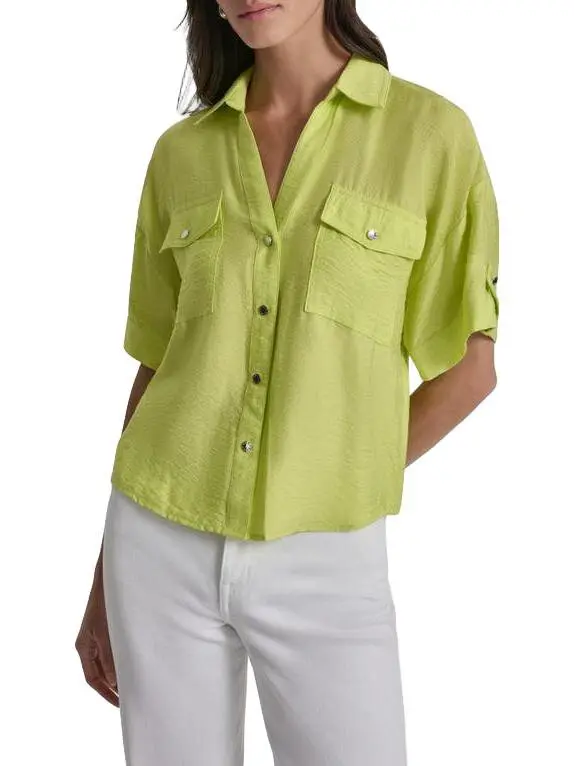 Dkny Short Sleeve Roll-tab Shirt - Limeade