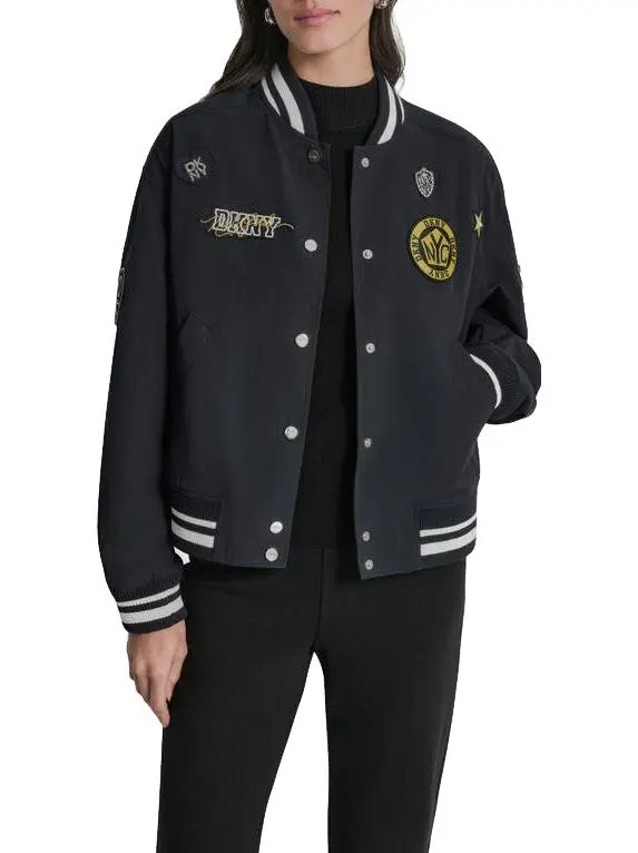 Dkny 1989 Pins & Patches Varsity Jacket - Navy