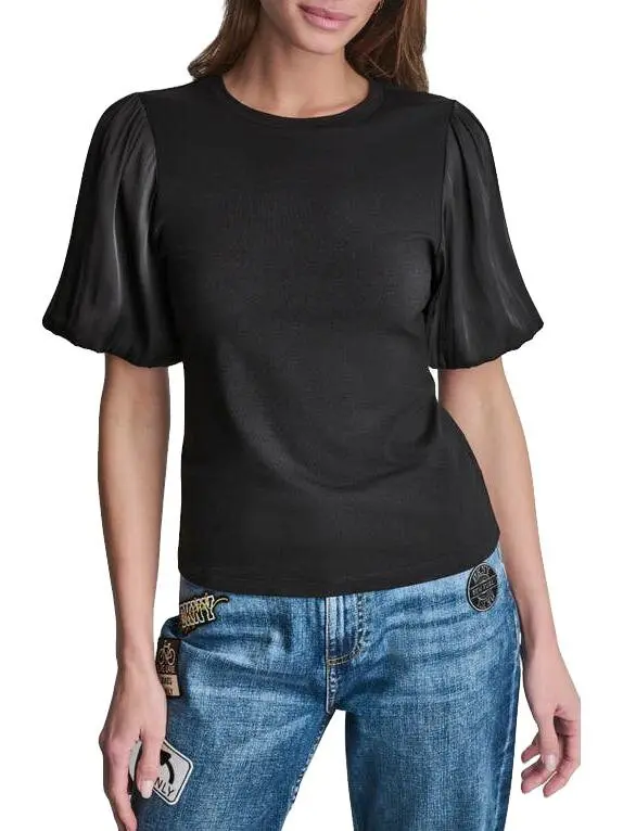 Dkny Mixed Media Top - Black