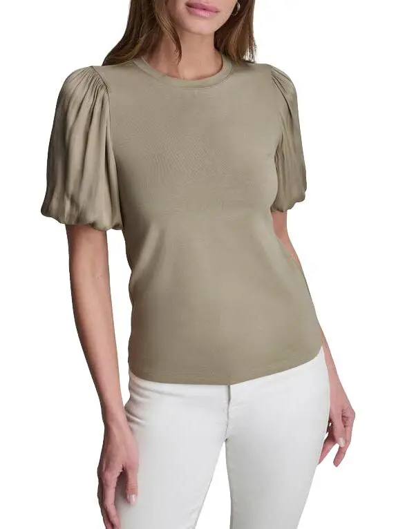 Dkny Mixed Media Top - Light Fatigue