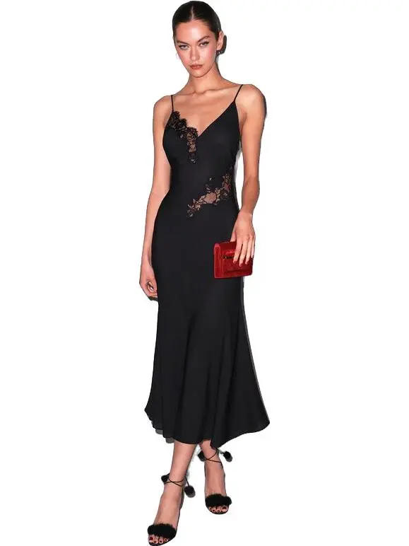 FLEUR DU MAL Lace Maxi Dress - Black