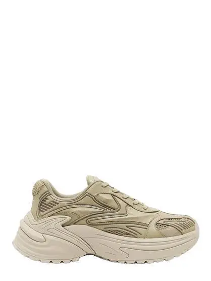 Emporio Armani Suede And Mesh Sneakers - Natural