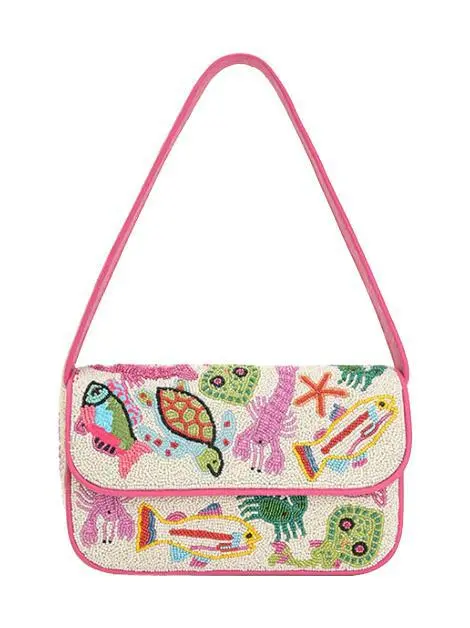 Yumi Kim Beaded Shoulder Bag With Magnetic Closure - Pink