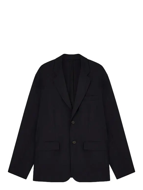 Emporio Armani Travel Essential Light Wool Single-breasted Blazer - Navy