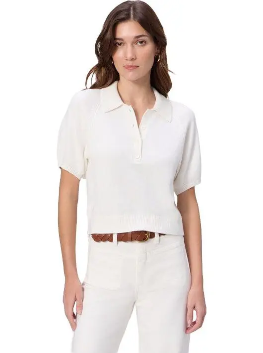 Paige Birch Eco Peachskin Polo Top - Neutral