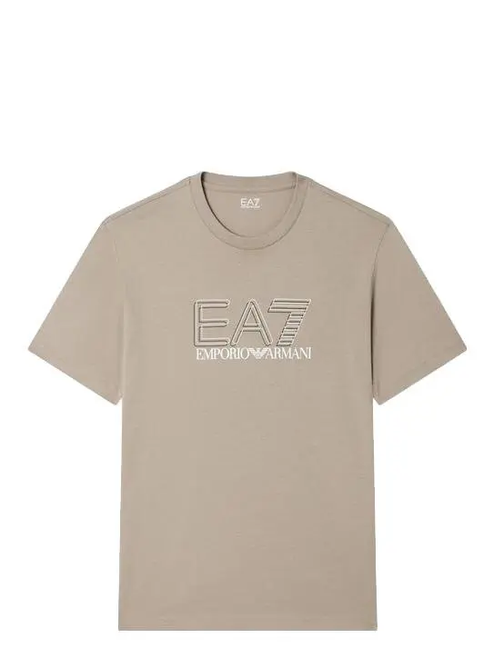 Emporio Armani Visibility Cotton-jersey Crew-neck T-shirt - Natural