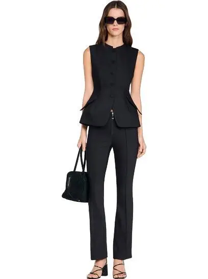 Sandro Fitted Peplum Vest - Black