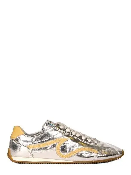 Sandro Metallic Leather Sneakers - Silver