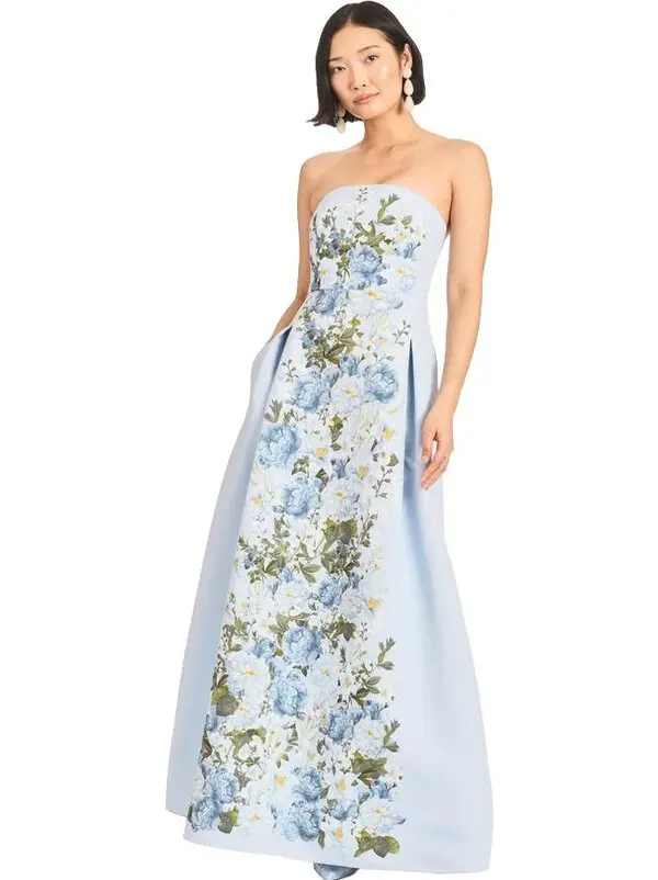 Sachin & Babi Larisa Strapless Fit And Flare Gown - Blue