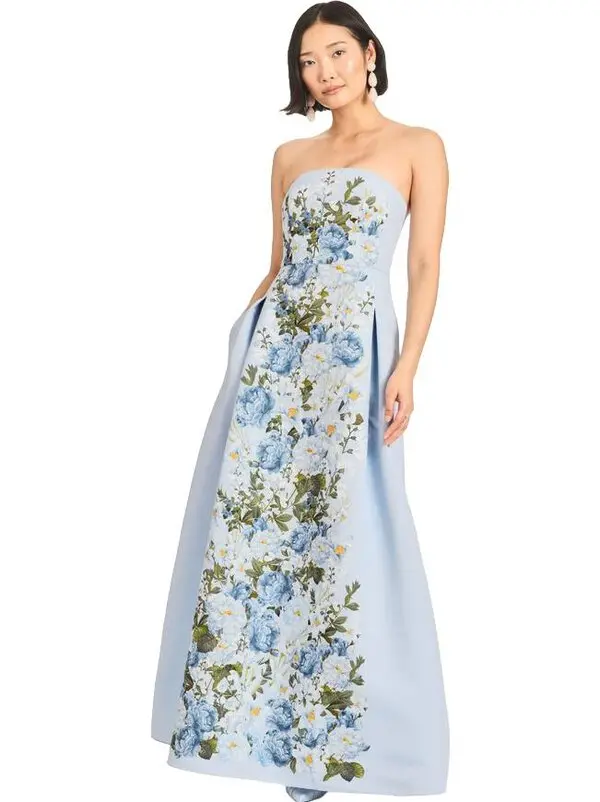 Sachin & Babi Larisa Strapless Fit And Flare Gown - Blue