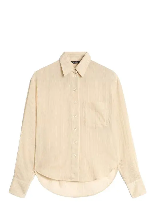 7 For All Mankind Oversized Button Down Shirt - Stripe / White
