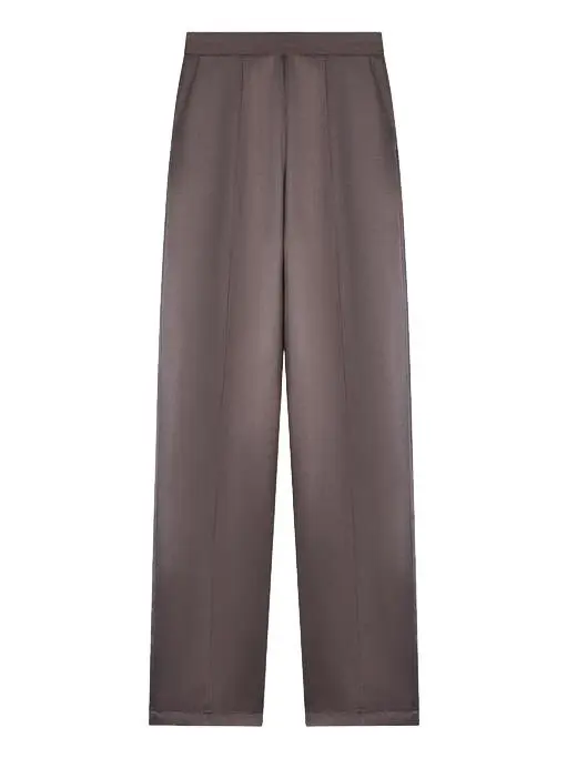 Emporio Armani Twill Viscose Wide Leg Trousers - Brown