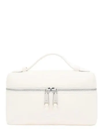 Emporio Armani Nappa Leather Vanity Case With Shoulder Strap - White