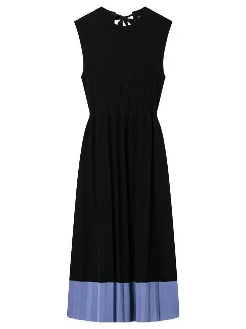 Emporio Armani Pleated Midi Dress - Black