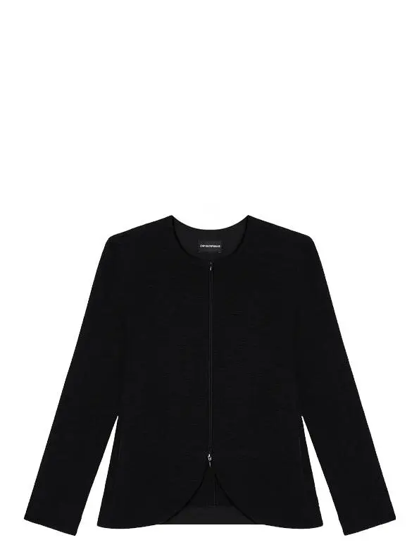 Emporio Armani Embossed Jersey Zip-up Jacket - Black