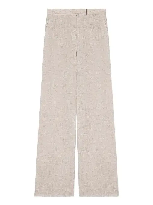 Emporio Armani Wide Trousers In Linen Chambray - Brown / Neutral