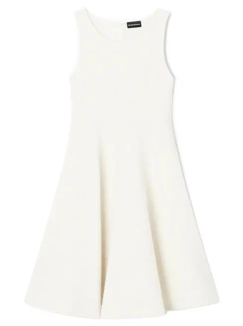 Emporio Armani Embossed Jersey Full Dress - White