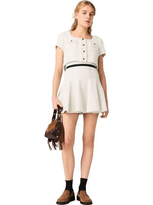 Maje 2-in-1 Tweed Dress - Neutral / White