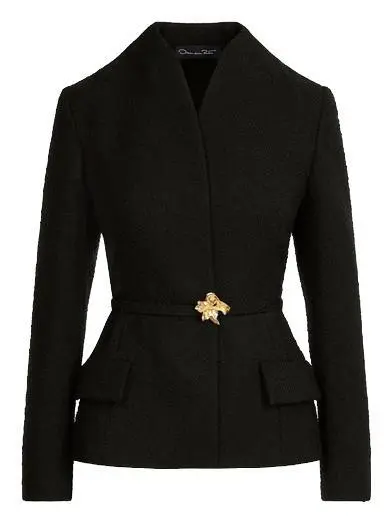 Oscar De La Renta Cyclamen Belt Tweed Jacket - Gold
