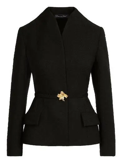 Oscar De La Renta Cyclamen Belt Tweed Jacket - Gold