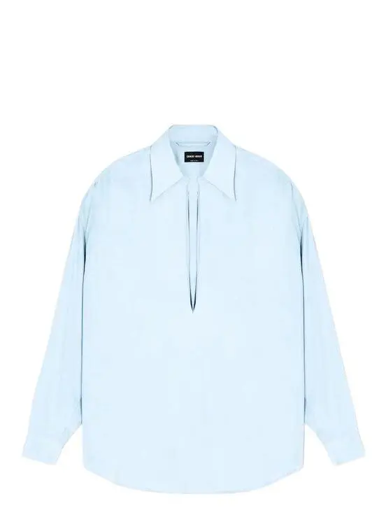 Giorgio Armani Open Silk Shirt - Blue