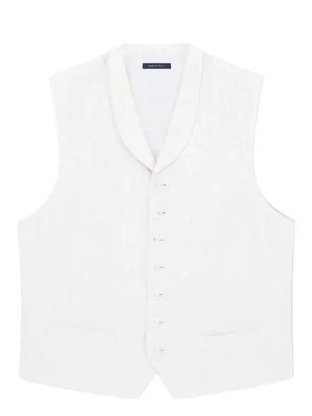 Giorgio Armani Jacquard Viscose And Linen Waistcoat - Natural