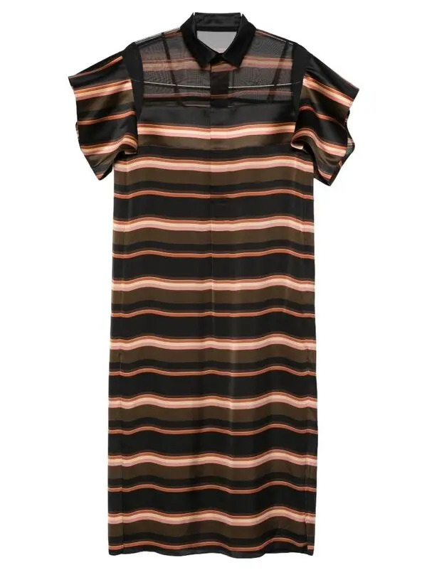 Sacai Striped Long Dress - Green