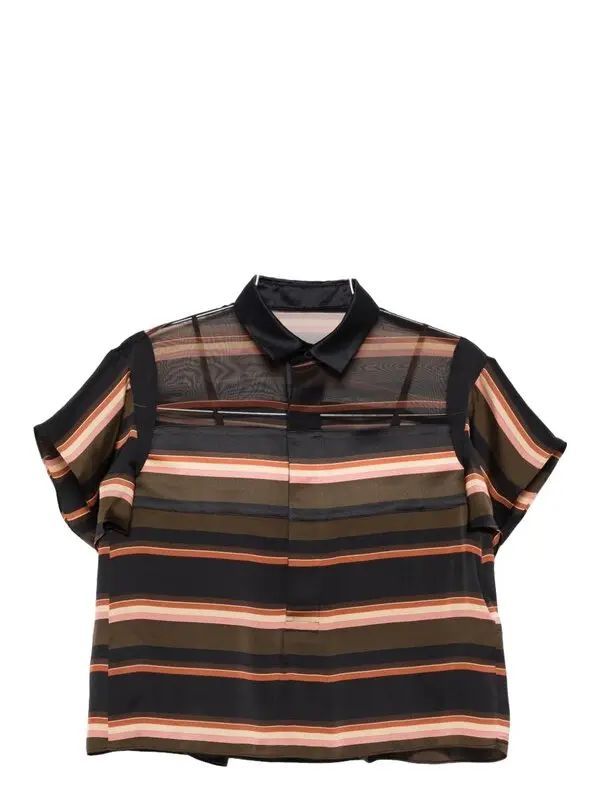 Sacai Striped Polo Shirt - Green