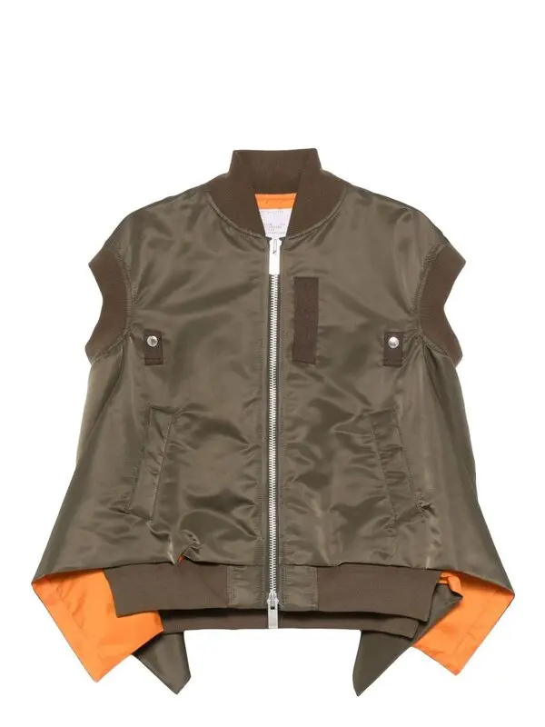 Sacai Nylon Zipped Vest - Green