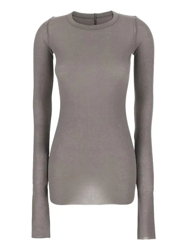 Rick Owens Long-sleeved Ribbed Knit Top - Grey