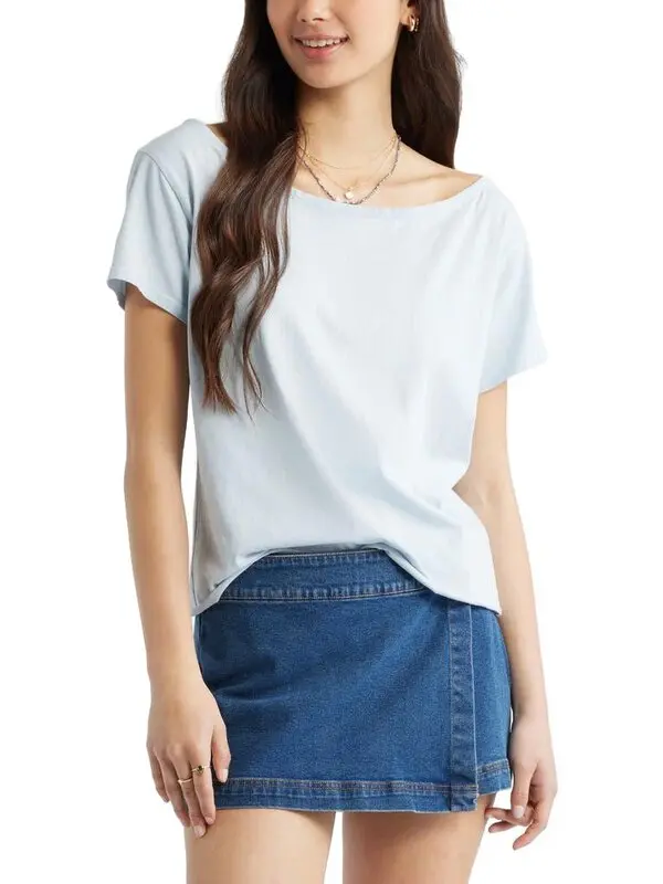 Bp. Relaxed Fit Boat Neck Cotton T-shirt - Blue Bird