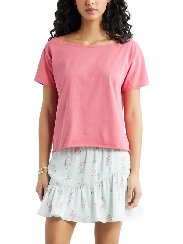 Bp. Relaxed Fit Boat Neck Cotton T-shirt - Pink Ribbon