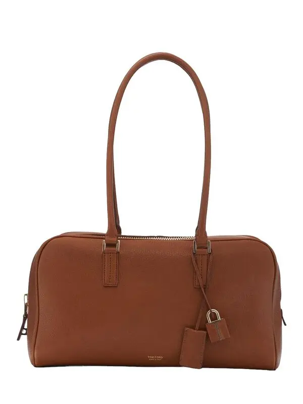 TOM FORD Small Leather Bowling Bag - Caramel