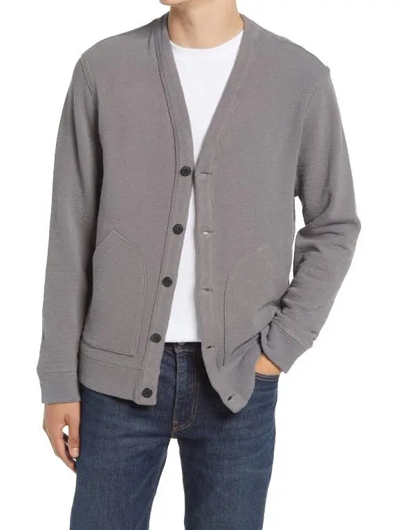 Treasure & Bond Stretch Cotton Fleece Cardigan - Grey Tornado