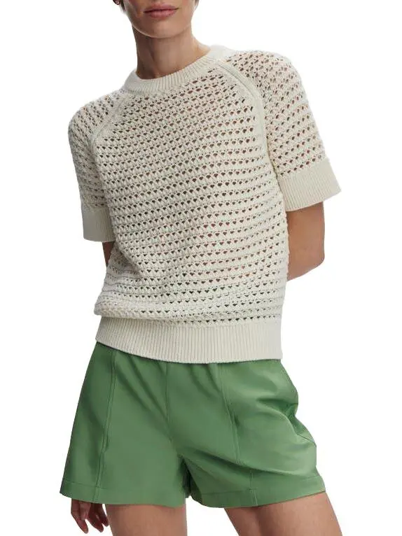 Varley Alva Crochet Knit Top - Egret