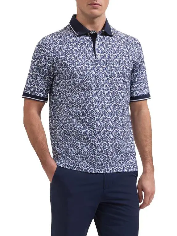 Bugatchi Vance Ooohcotton® Tropical Floral Polo - Navy