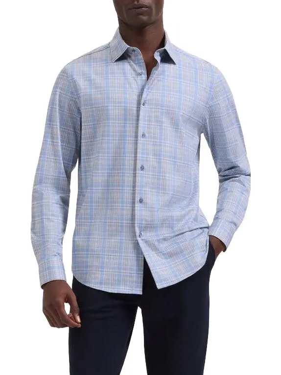 Bugatchi Jimmy Ooohcotton® Plaid Button-up Shirt - Cobalt