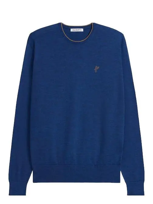 ASHWORTH GOLF Extrafine Merino Crewneck Sweater - Ocean