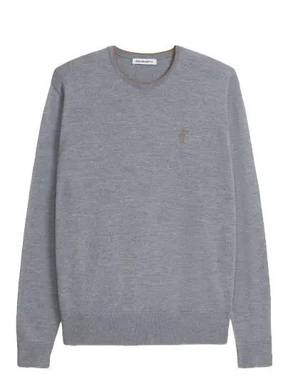 ASHWORTH GOLF Extrafine Merino Tipped Crewneck - Silver