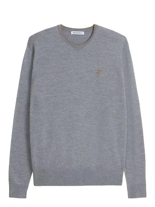 ASHWORTH GOLF Extrafine Merino Crewneck Sweater - Silver