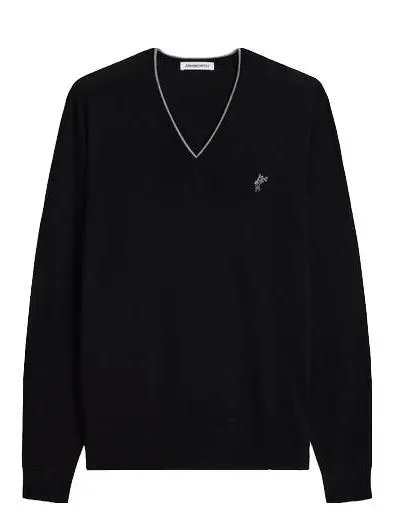 ASHWORTH GOLF Extrafine Merino Tipped V-neck - Black